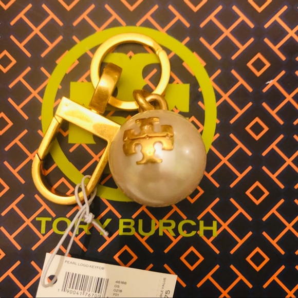 Tory Burch | Accessories | Tory Burchpearl Logo Key Fob Gold Hardware ...
